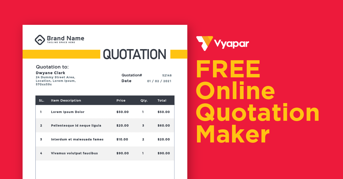 Quotation Maker Online Free Quote Generator Vyapar App